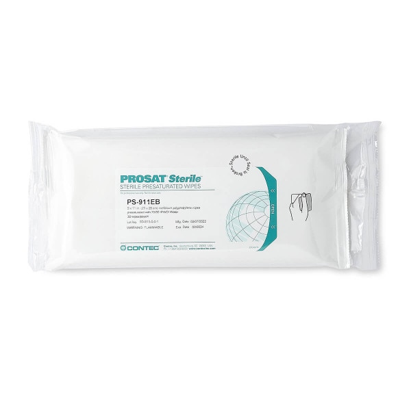 Contec PROSAT Sterile, Pre-Sat 70% IPA Poly Wipes, 9x11 | DiNovo
